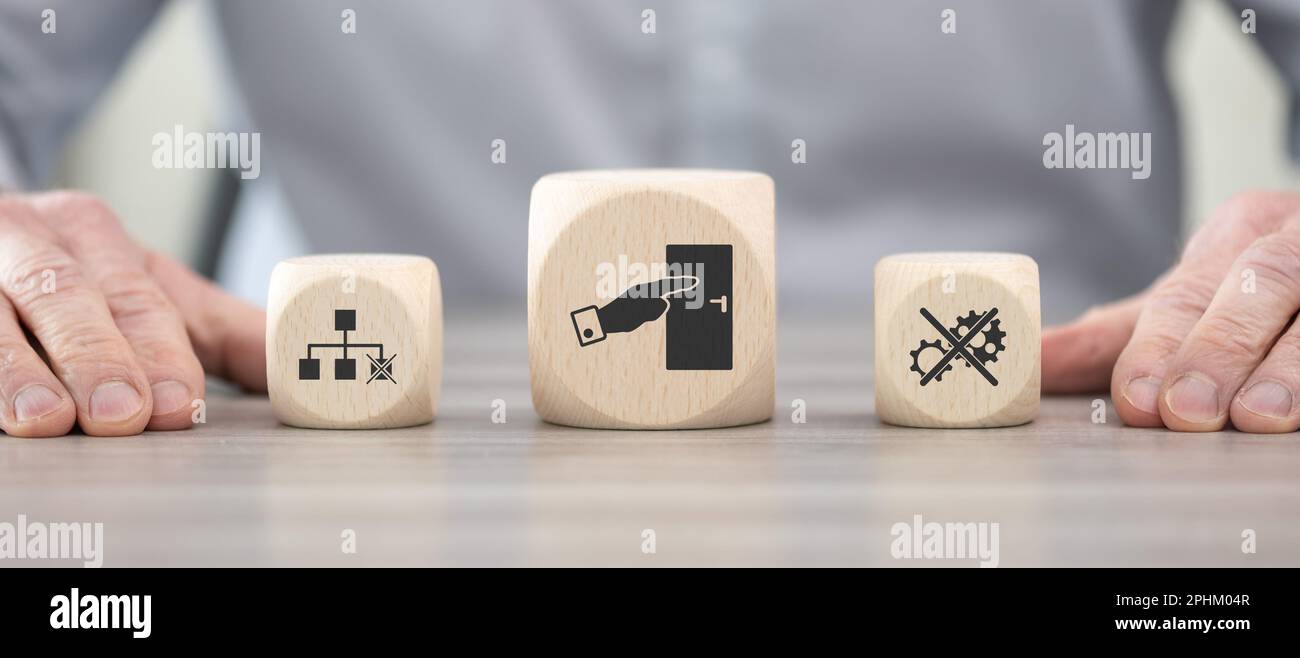 Wooden blocks with symbol of job loss concept Stock Photo - Alamy