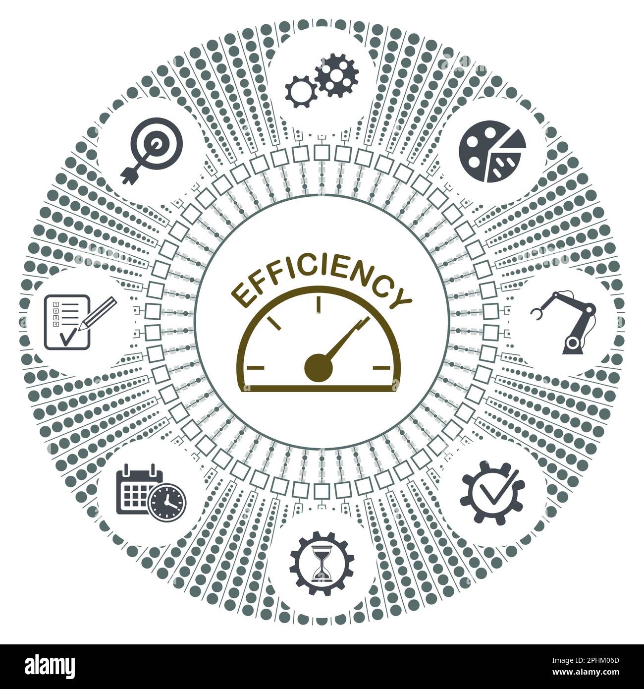 Concept of efficiency with connected icons Stock Photo - Alamy