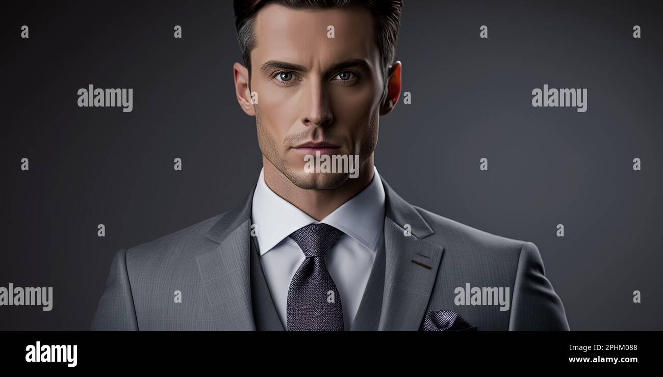 A male model is standing and posing wearing a plain black shirt and ...