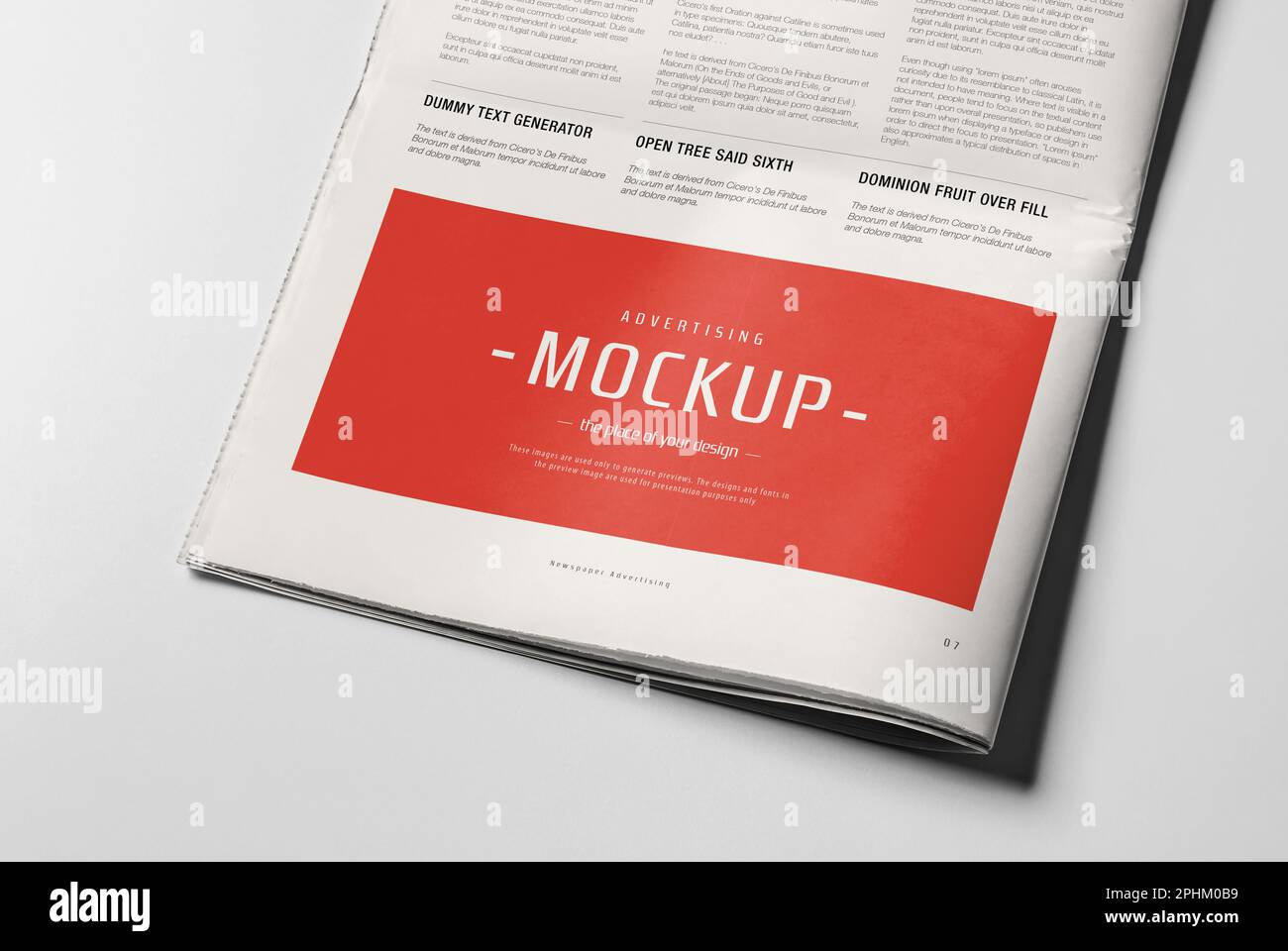 Newspaper Advertising Banner on Magazine, Brochure Mockup 3D Rendering ...