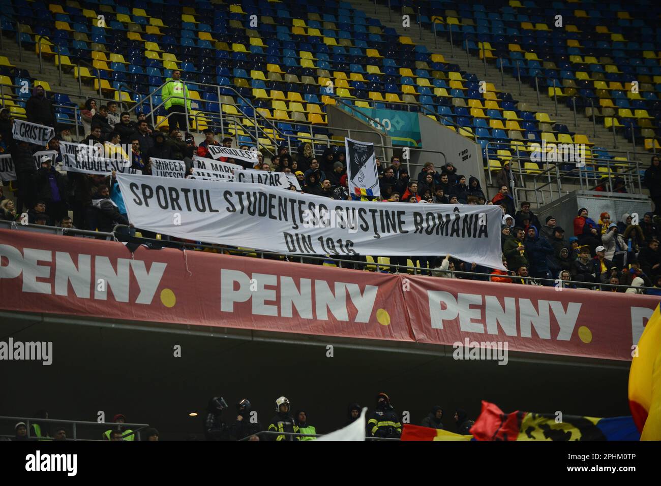 Romanian fans during Euro 2024 qualification game Romania vs Belarus ...