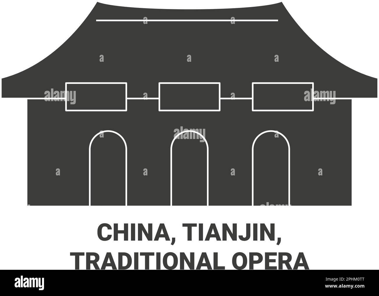 China, Tianjin, Traditional Opera travel landmark vector illustration ...