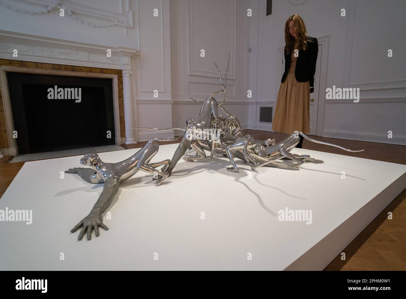 London UK 29 March 2023. RONA PONDICK, Monkeys, 1998-2001. Stainless ...