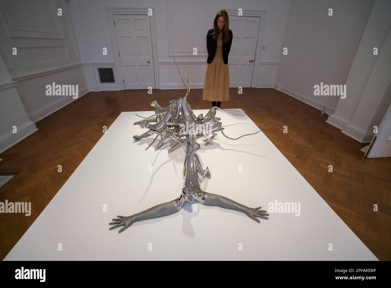 London UK 29 March 2023. RONA PONDICK, Monkeys, 1998-2001. Stainless ...