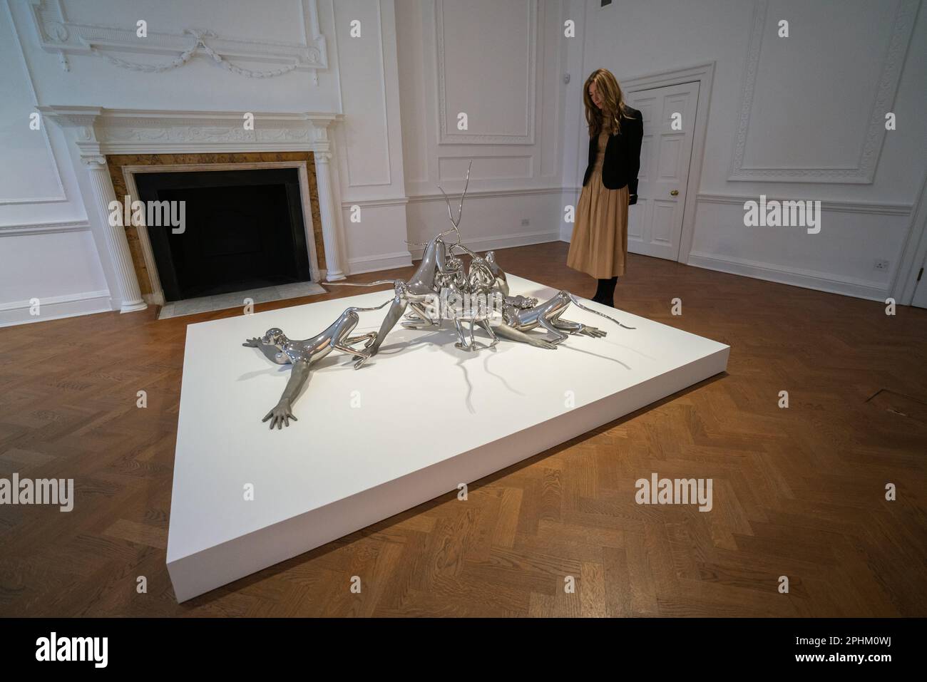 London UK 29 March 2023. RONA PONDICK, Monkeys, 1998-2001. Stainless ...