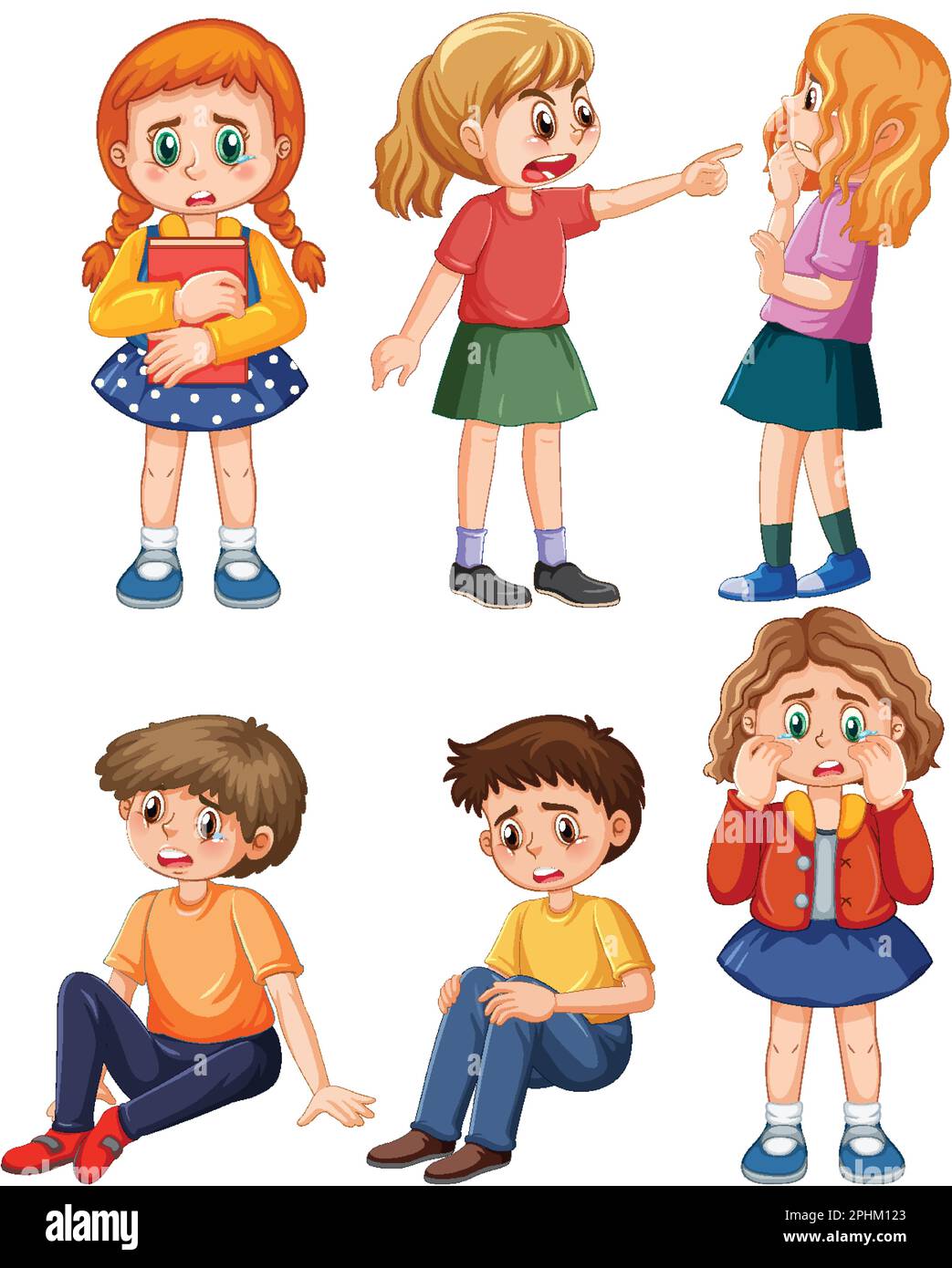 Set of bully kids cartoon character illustration Stock Vector Image ...