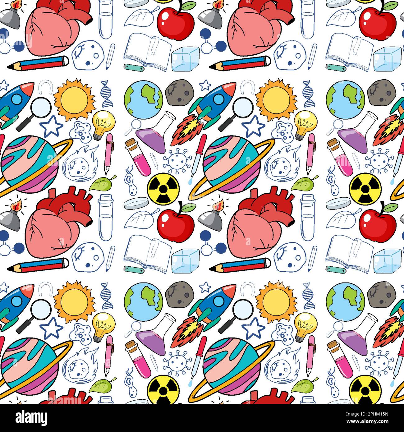 Science Objects and Icons Seamless Pattern illustration Stock Vector ...
