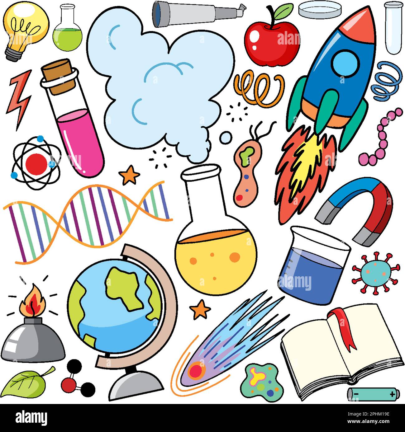 Colorful Science Objects and Icons Vector Set illustration Stock Vector ...