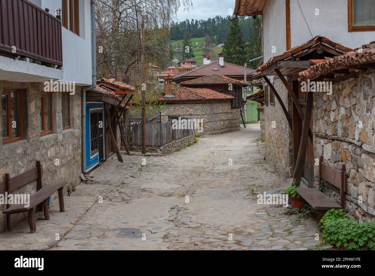 Traditional houses in the Bulgarian town Koprivshtitsa Stock Photo - Alamy