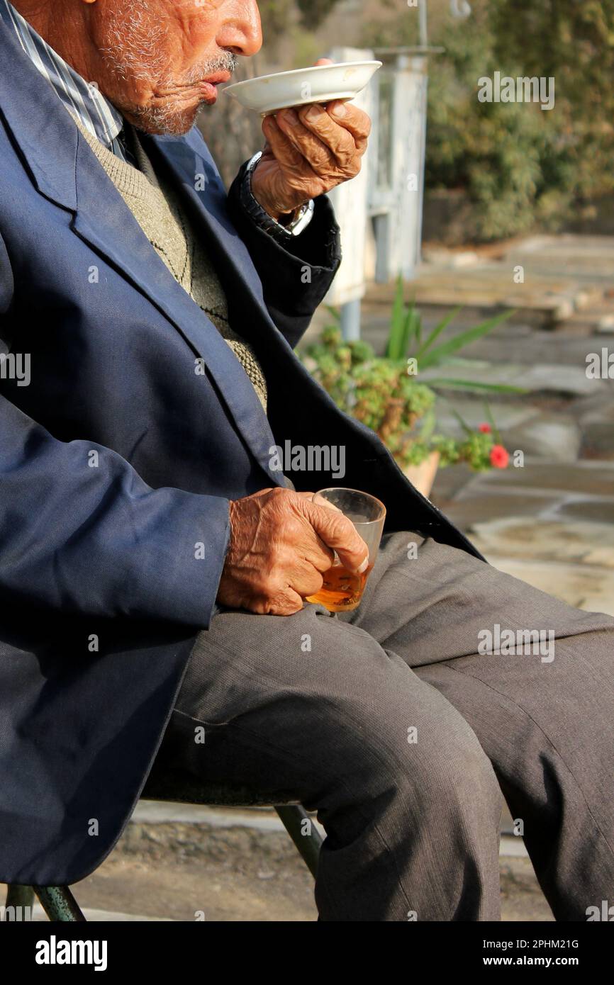 Oldman drinking tea in hi-res stock photography and images - Alamy