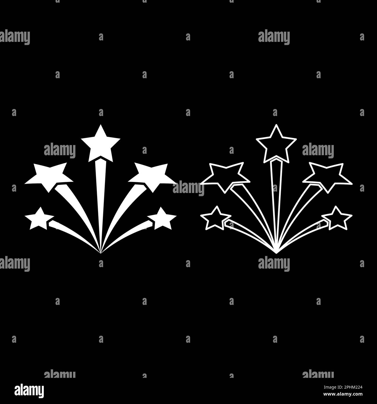 Salute with stars firework starry set icon white color vector illustration image simple solid ...