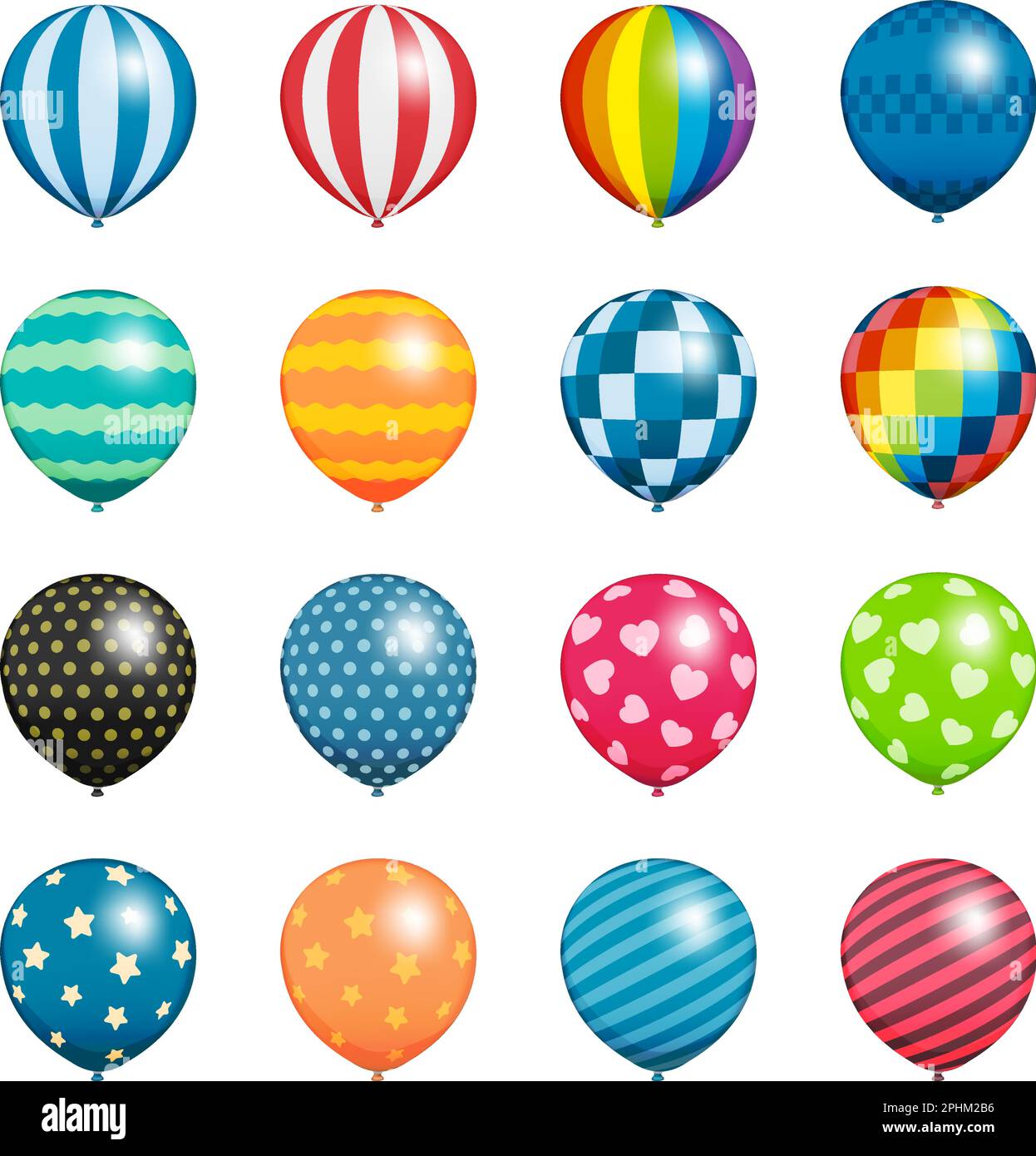 Rubber balloon illustration set with various patterns (realistic Stock ...