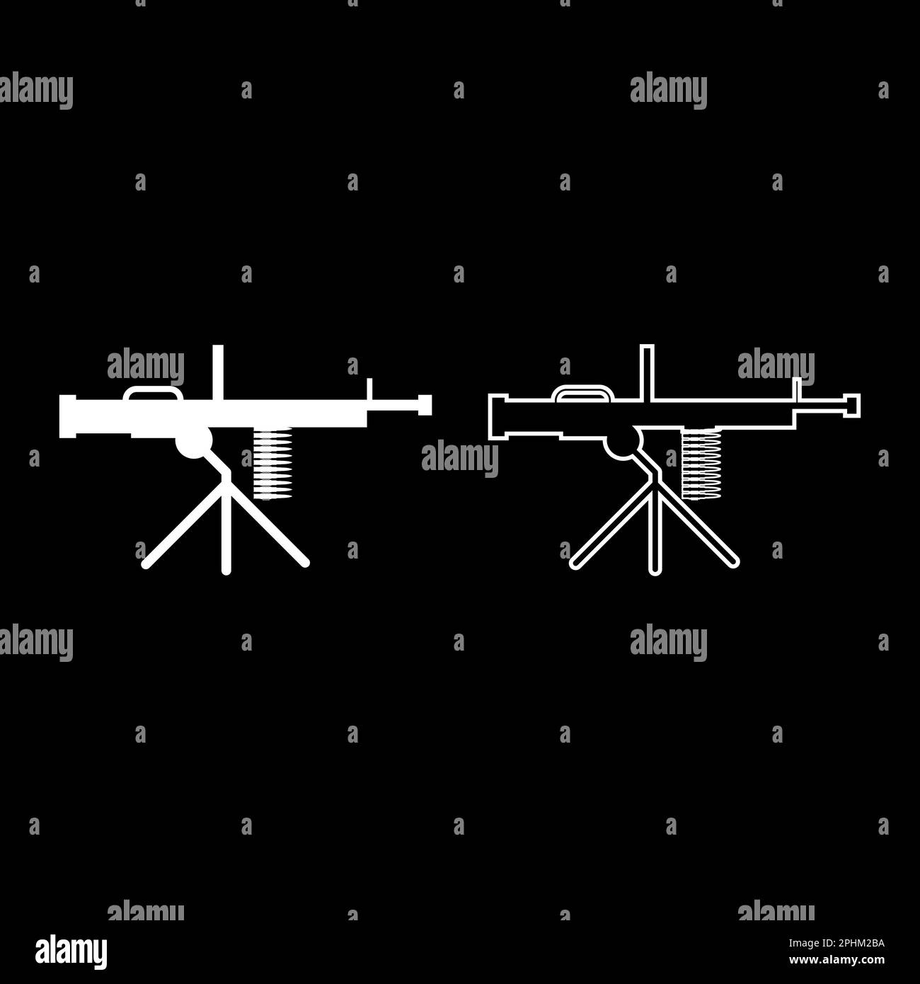 Machine-gun weapon set icon white color vector illustration image ...