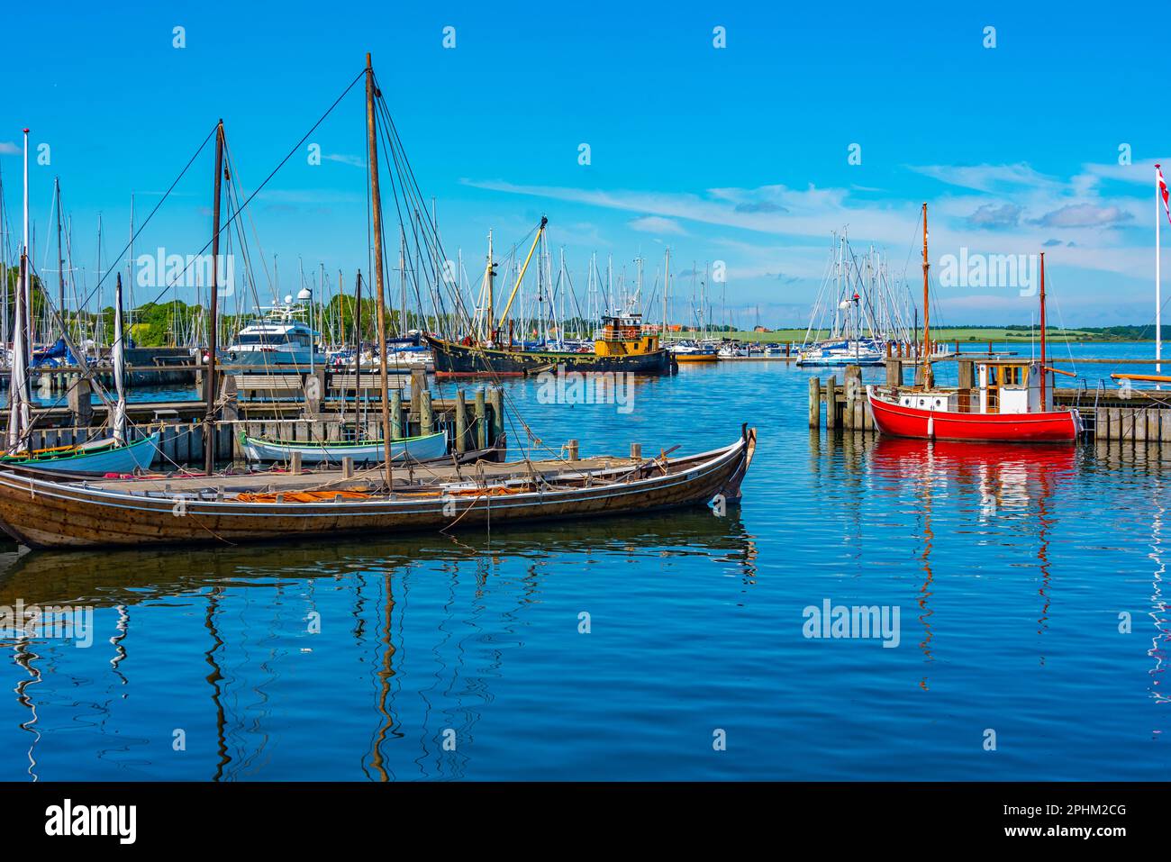 Reconstructed viking ships at the port of Roskilde, Denmark Stock Photo ...