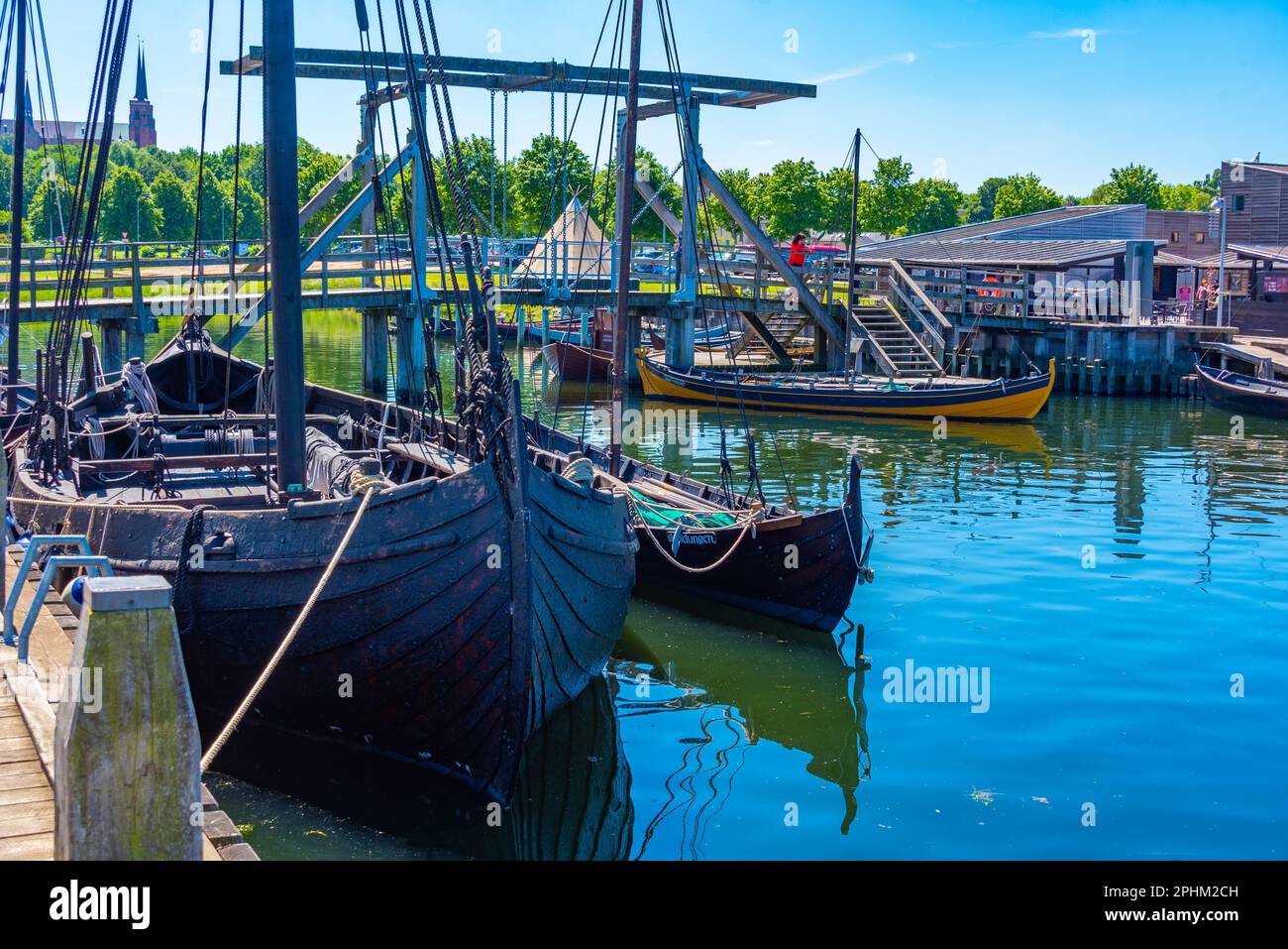 Reconstructed viking ships at the port of Roskilde, Denmark Stock Photo ...