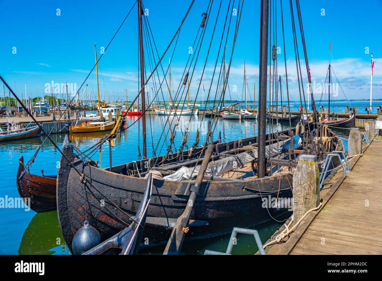 Reconstructed viking ships at the port of Roskilde, Denmark Stock Photo ...