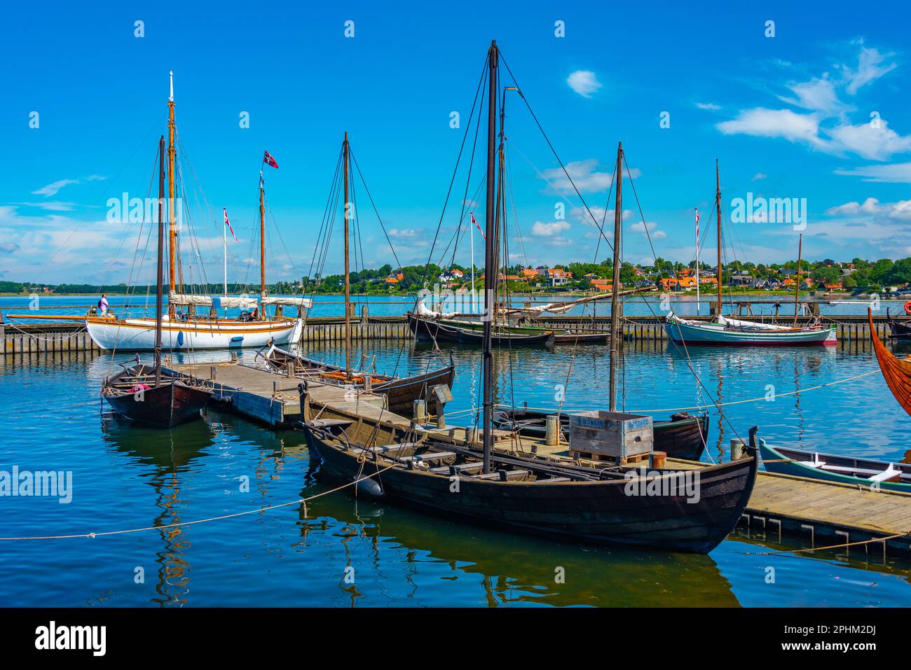 Reconstructed viking ships at the port of Roskilde, Denmark Stock Photo ...