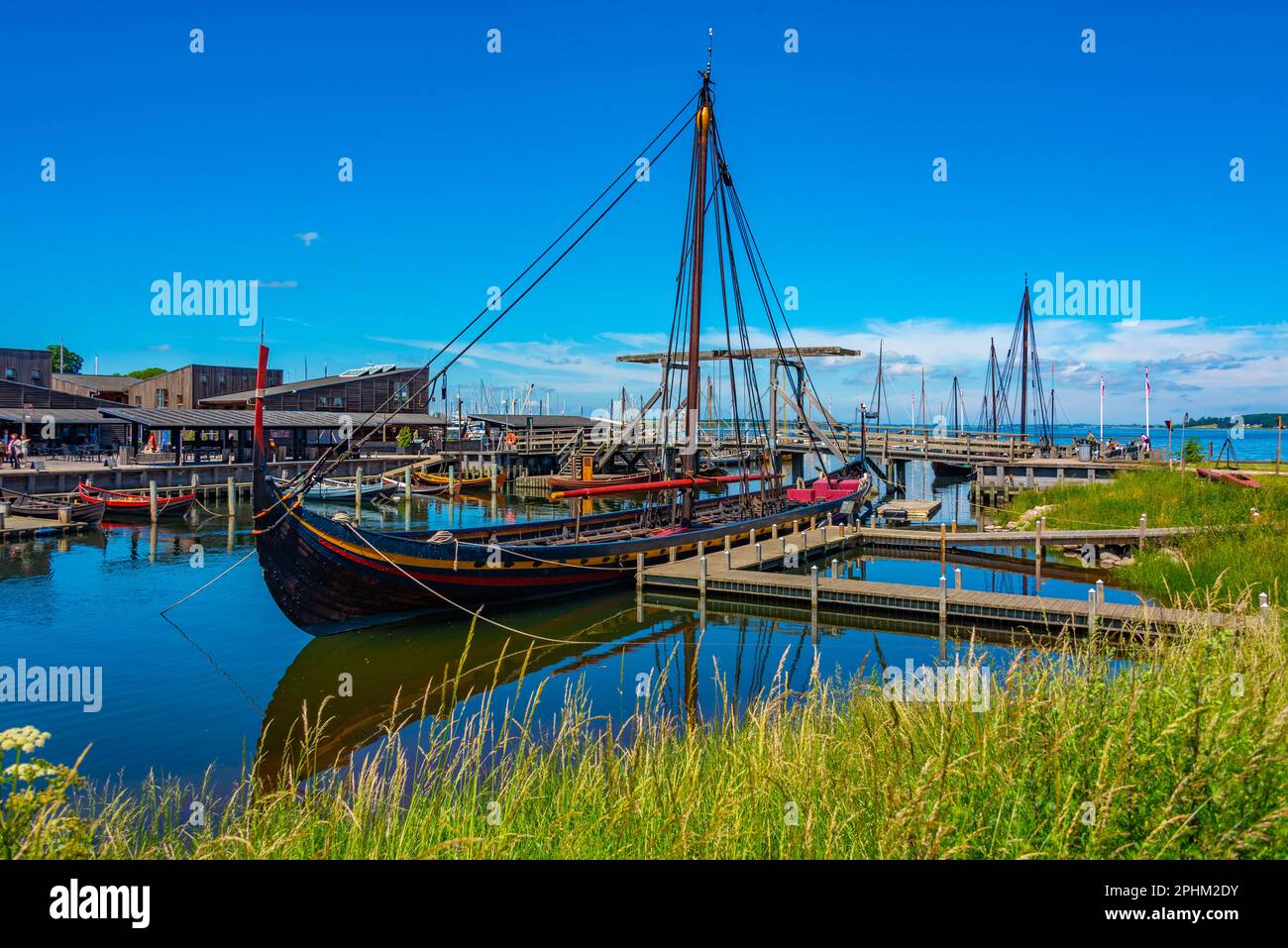 Reconstructed viking ships at the port of Roskilde, Denmark Stock Photo ...