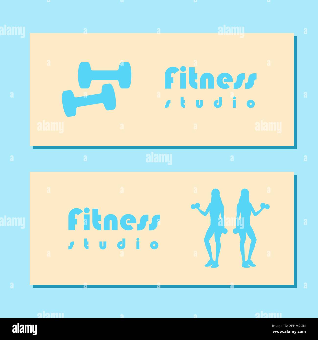 Fitness studio school flyer with silhouette of women in sportswear ...