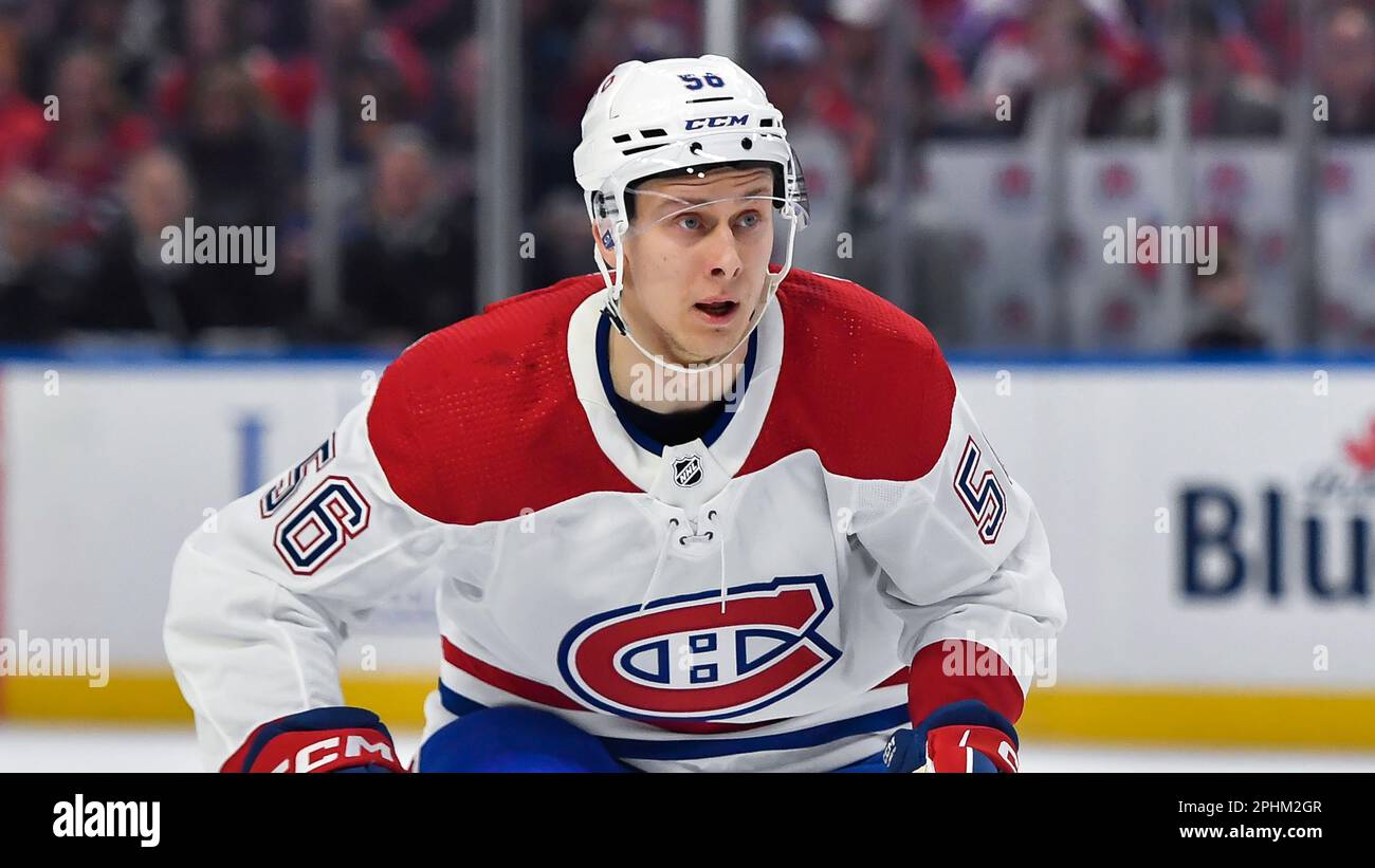 Montreal Canadiens right wing Jesse Ylonen (56) skates during the first ...