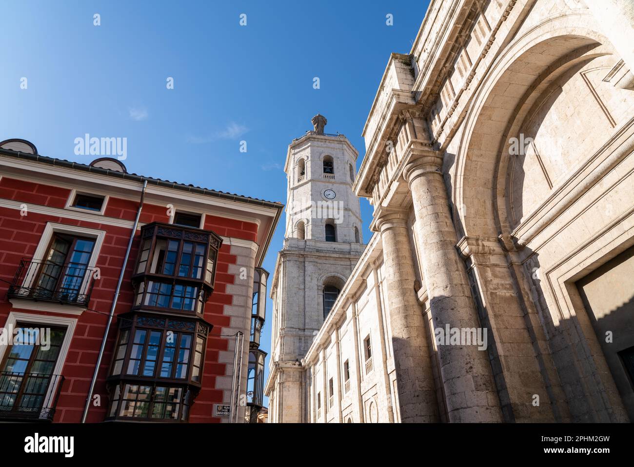 Valladolid - Spain. View of the Cathedral of Valladolid tower. City of ...