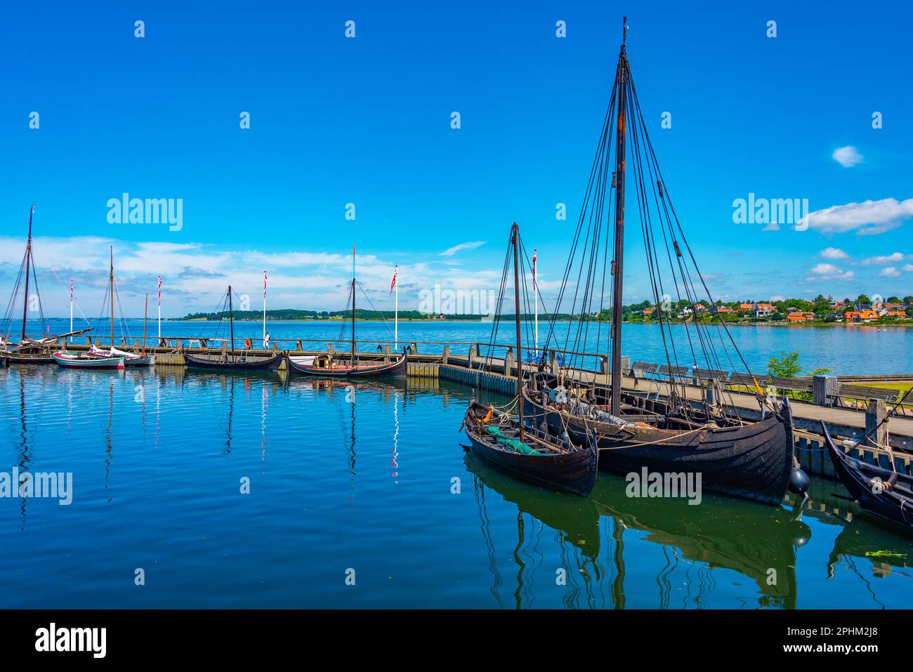 Reconstructed viking ships at the port of Roskilde, Denmark Stock Photo ...