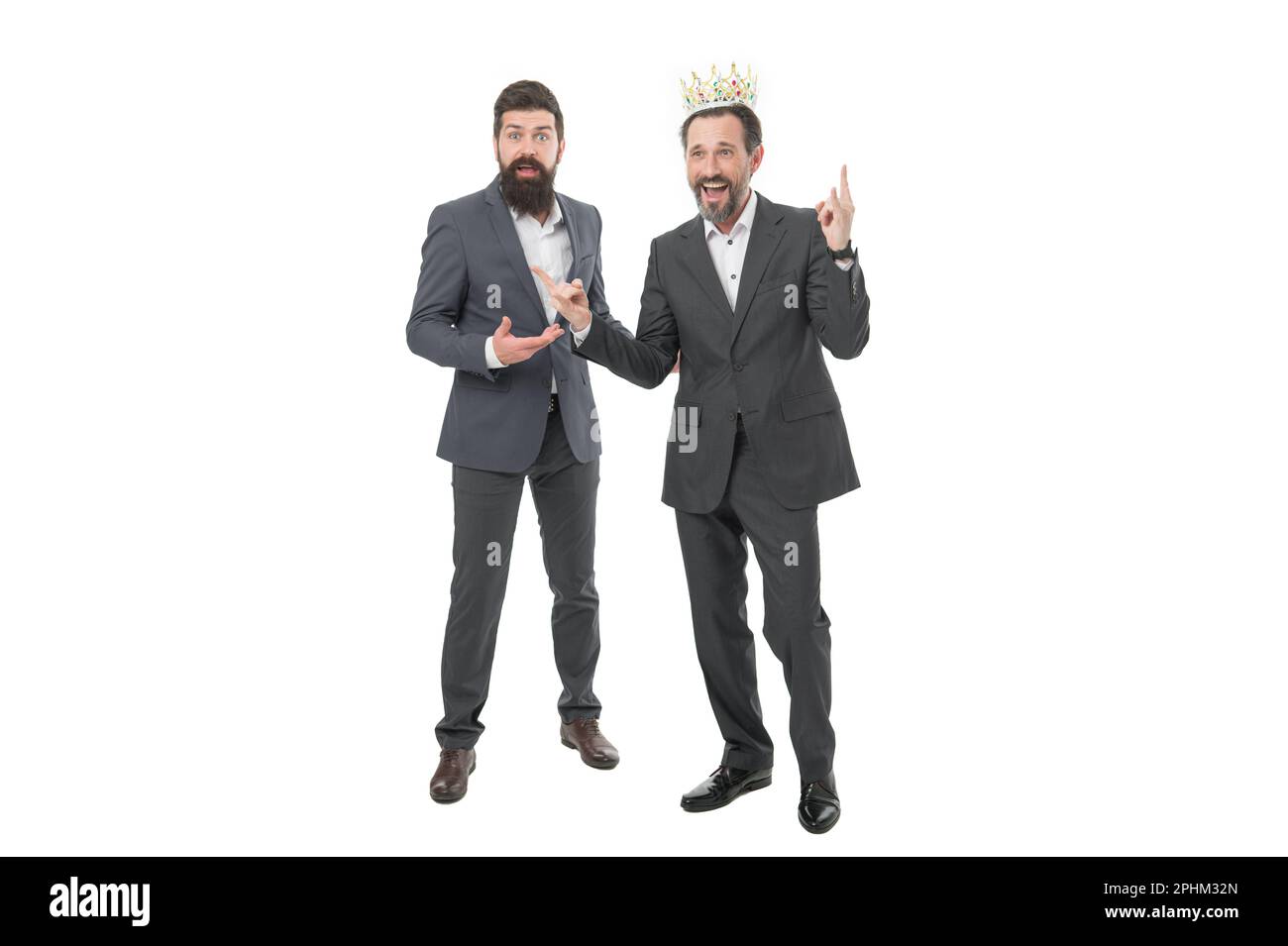 Self esteem. VIP concept. Men wear crown. Businessmen successful people ...