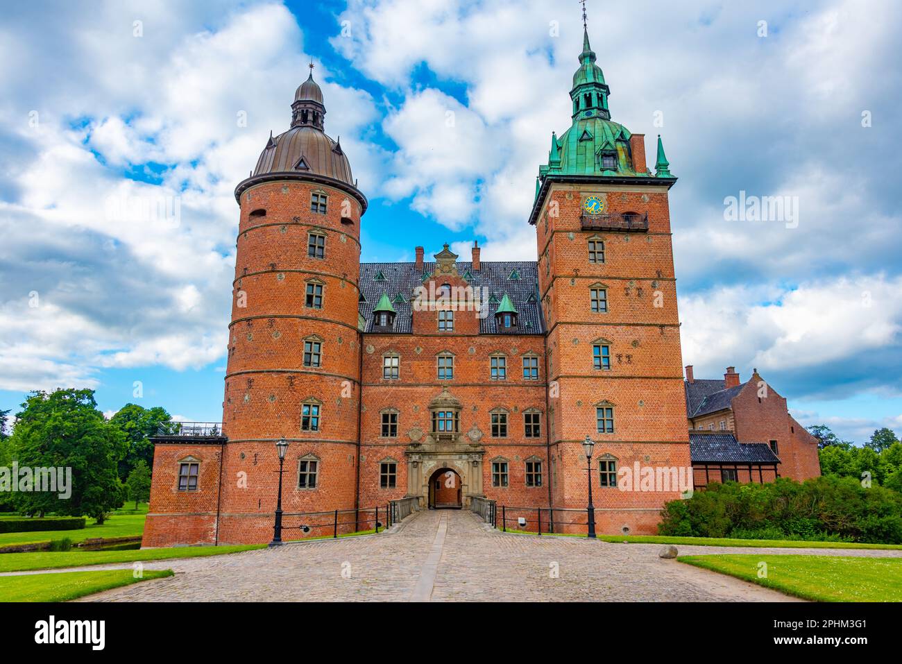 Vallo Slot in Denmark viewed during a cloudy day Stock Photo - Alamy