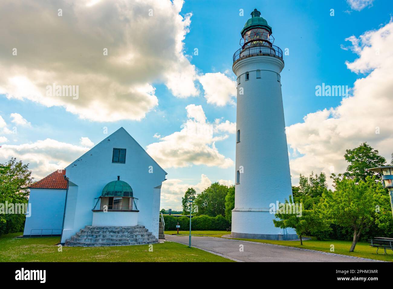 Stevns Lighthouse in Denmark during a cloudy day Stock Photo - Alamy