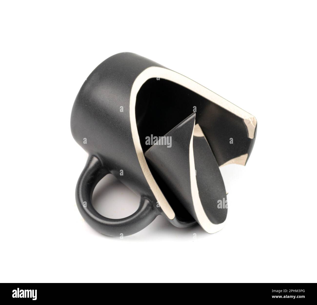 Broken Mug Isolated, Black Ceramic Cup Pieces, Smashed Teacup, Careless ...