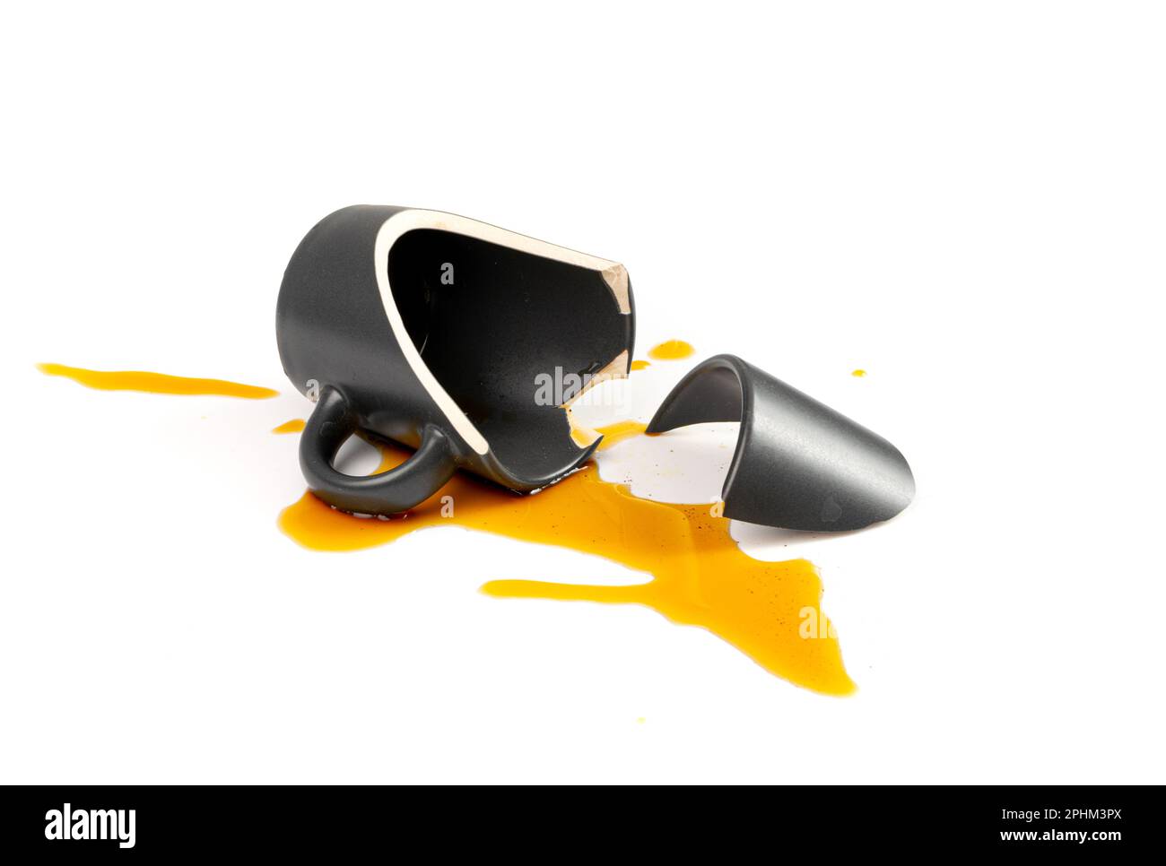 Broken Mug Isolated, Black Ceramic Cup Pieces, Smashed Teacup, Careless ...