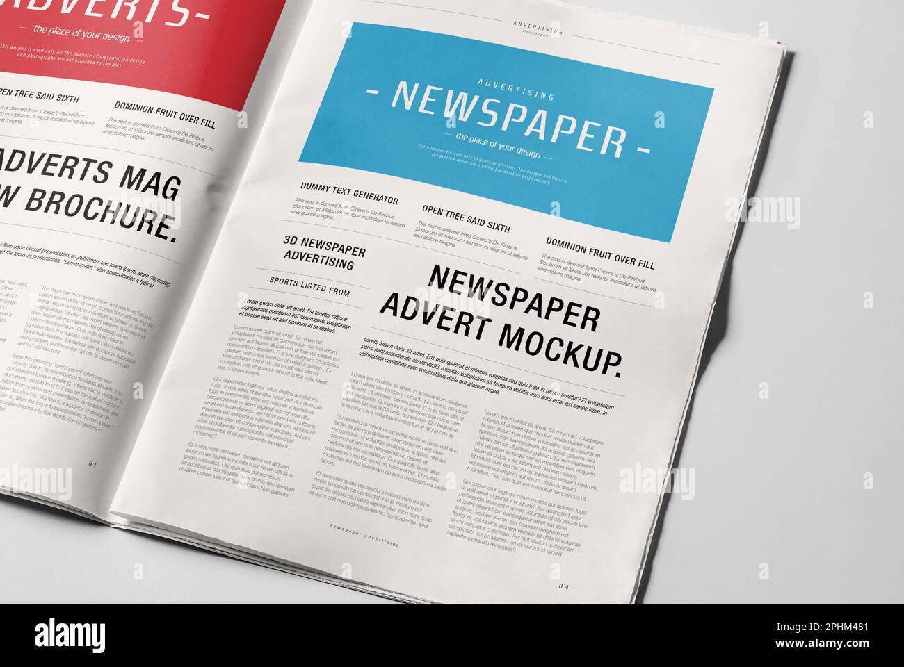Newspaper Advertising Banner on Magazine, Brochure Mockup 3D Rendering ...