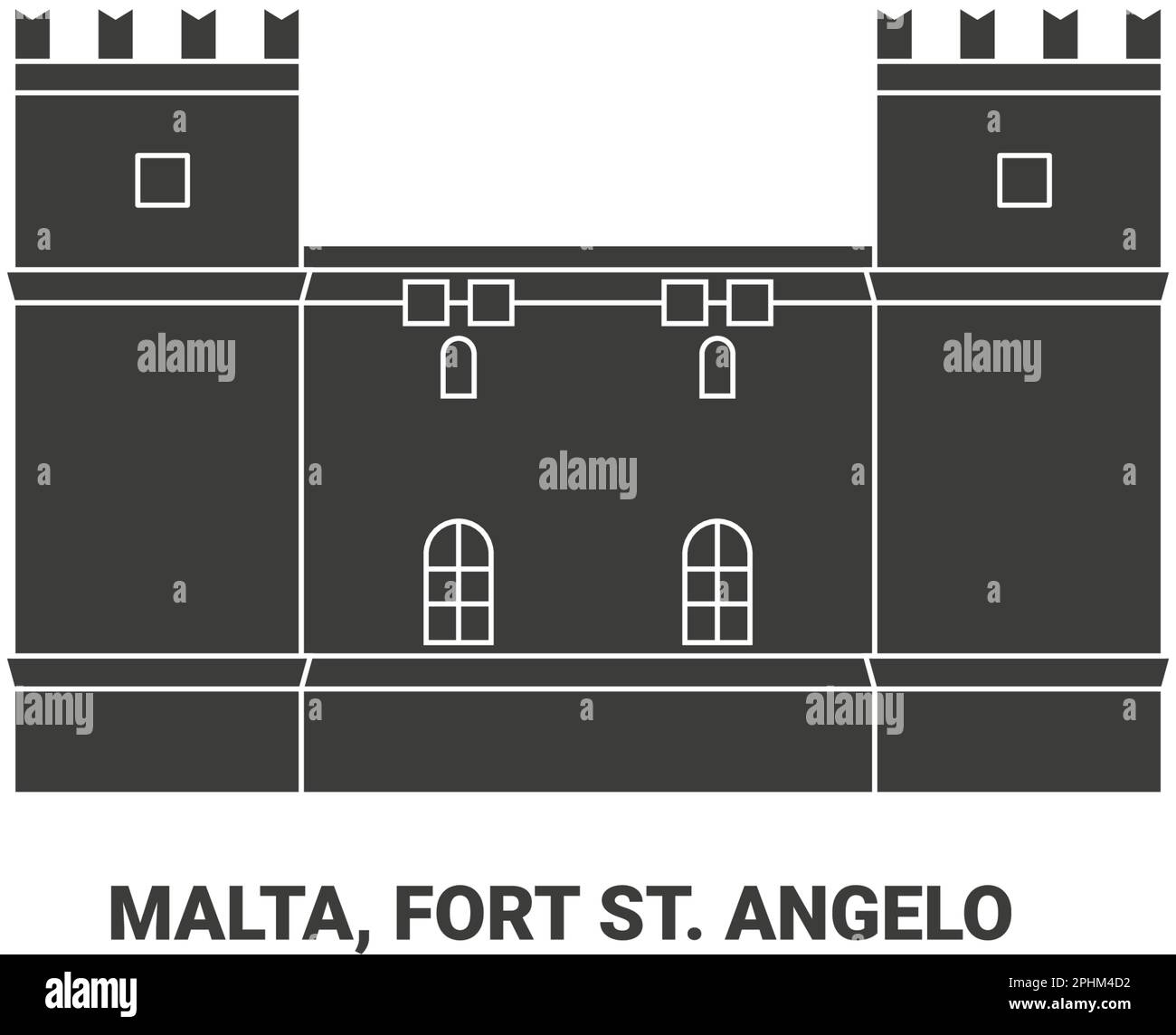 Malta, Fort St. Angelo, travel landmark vector illustration Stock ...