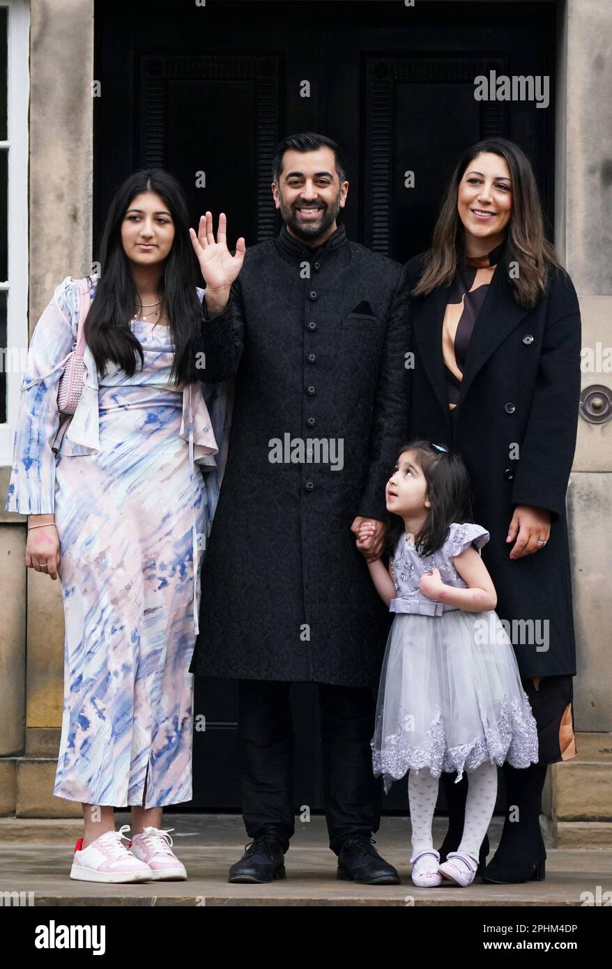 Humza Yousaf, with his wife Nadia El-Nakla, daughter Amal, three, and ...