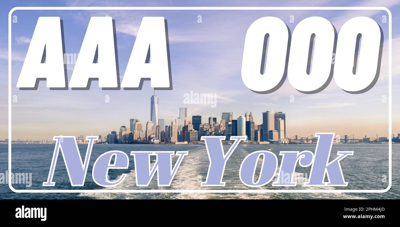 Vehicle license plates marking in New York in United States of America ...