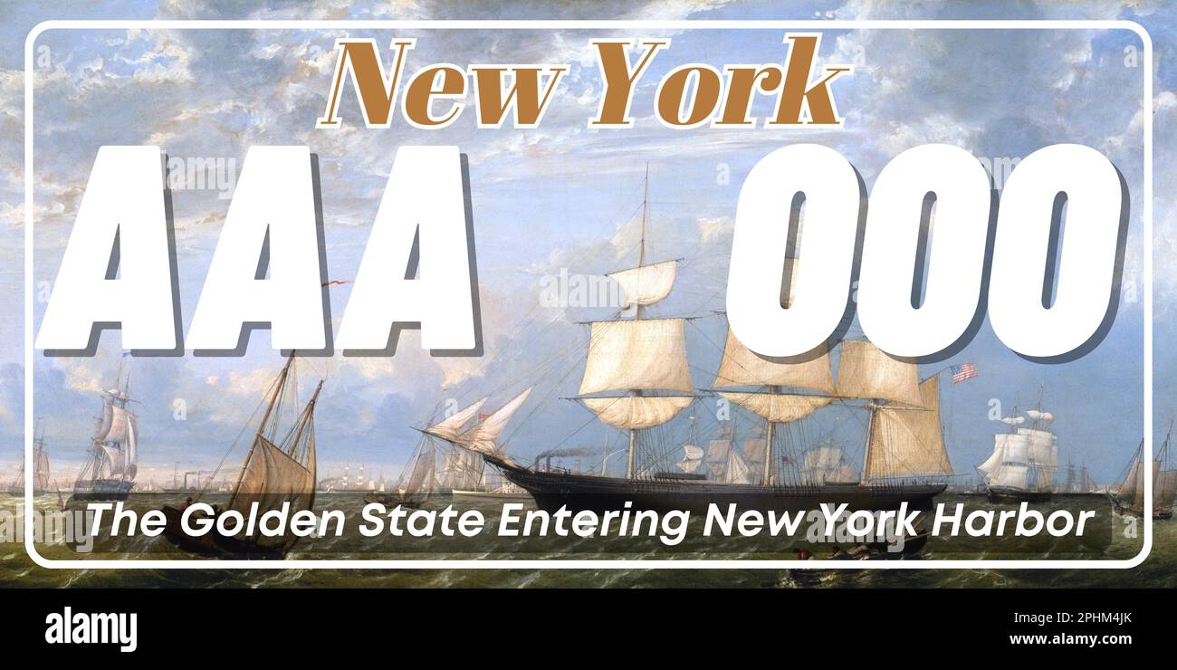 Vehicle license plates marking in New York in United States of America ...