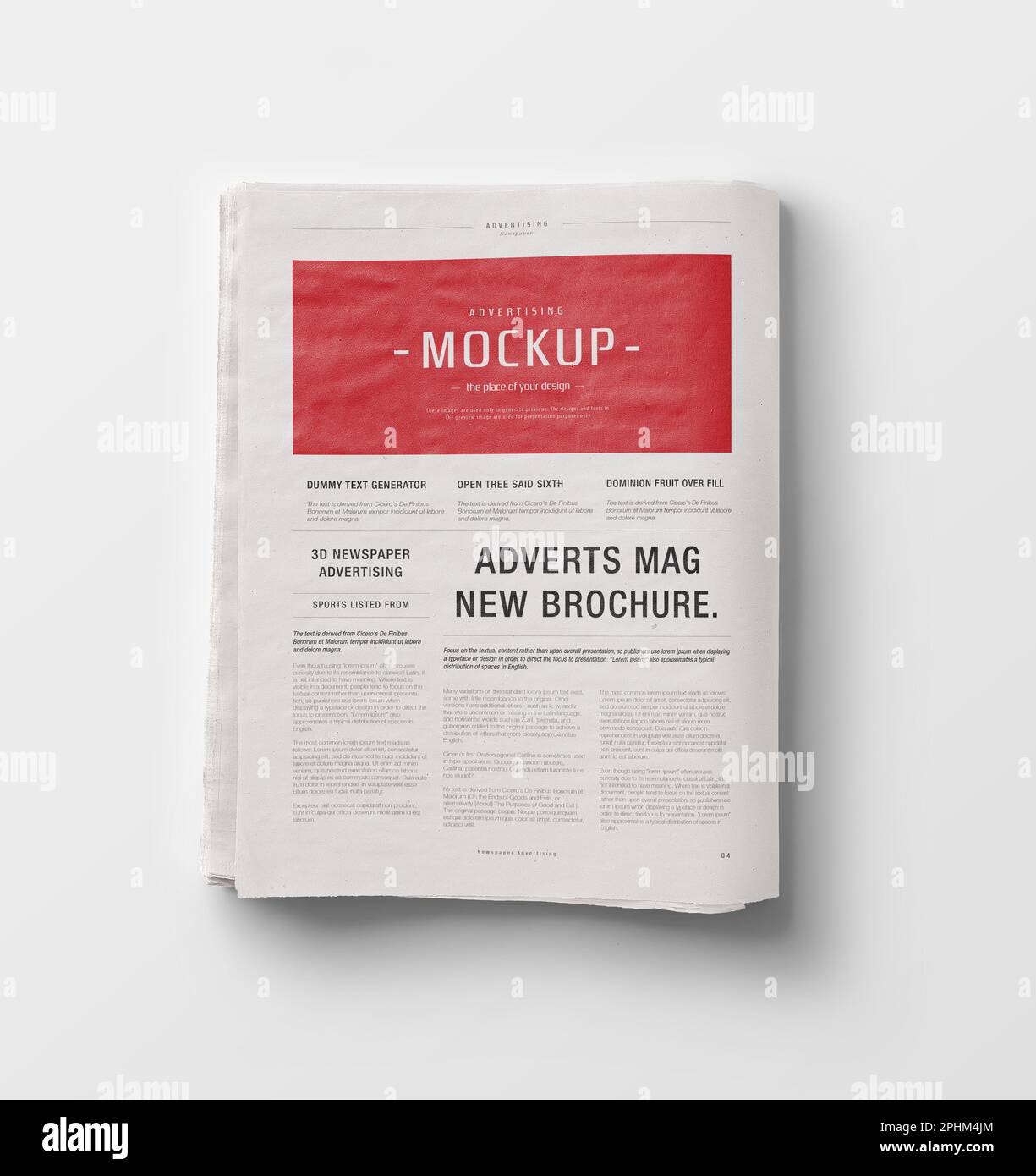 Newspaper Advertising Banner on Magazine, Brochure Mockup 3D Rendering ...