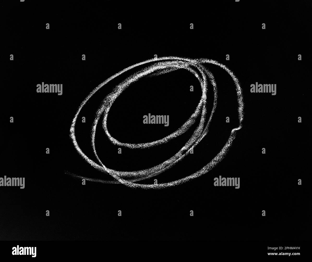 White Charcoal Strokes, Round Crayon Scribble on Black Board, Hand ...