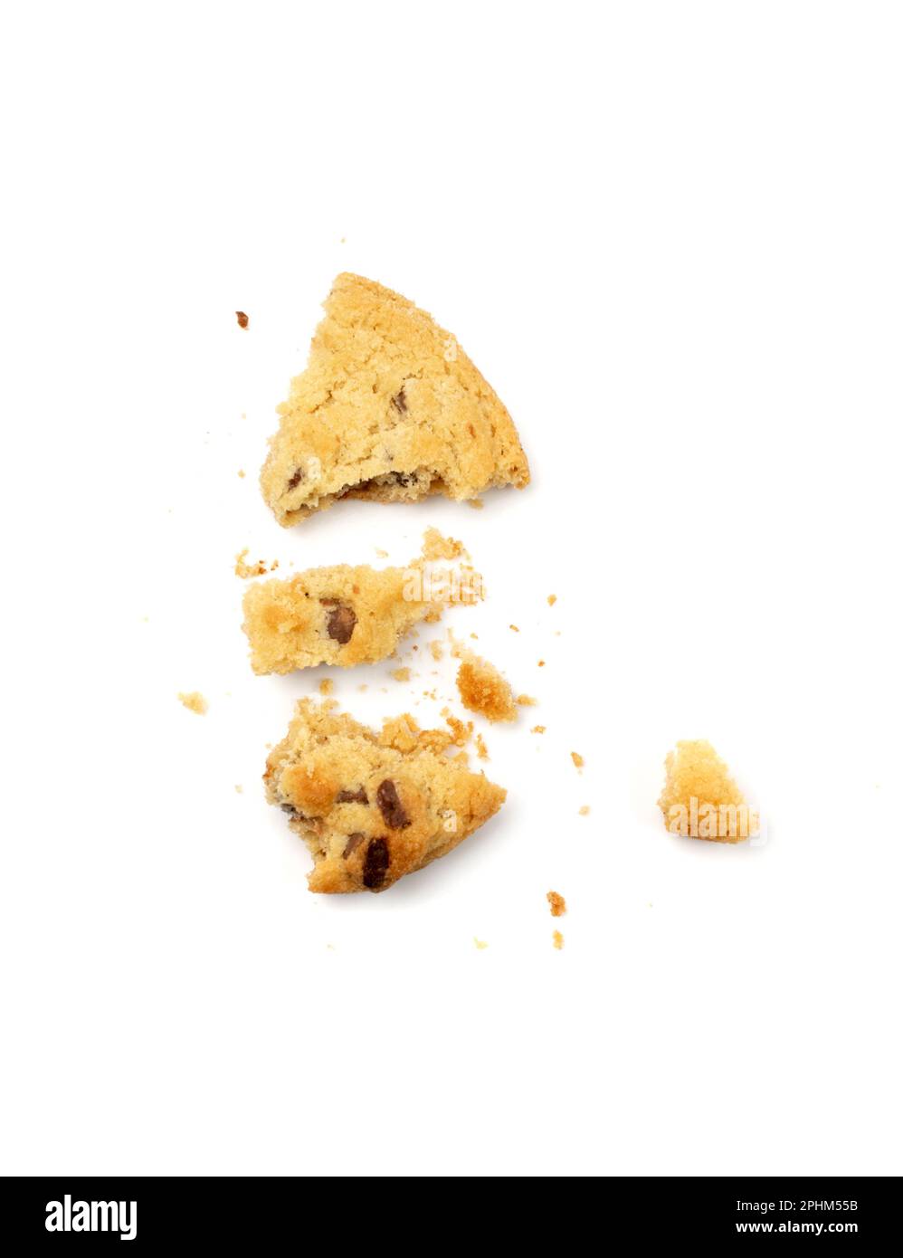 Simple crumbled cookie isolated. Broken oatmeal sugar bitten cookies ...