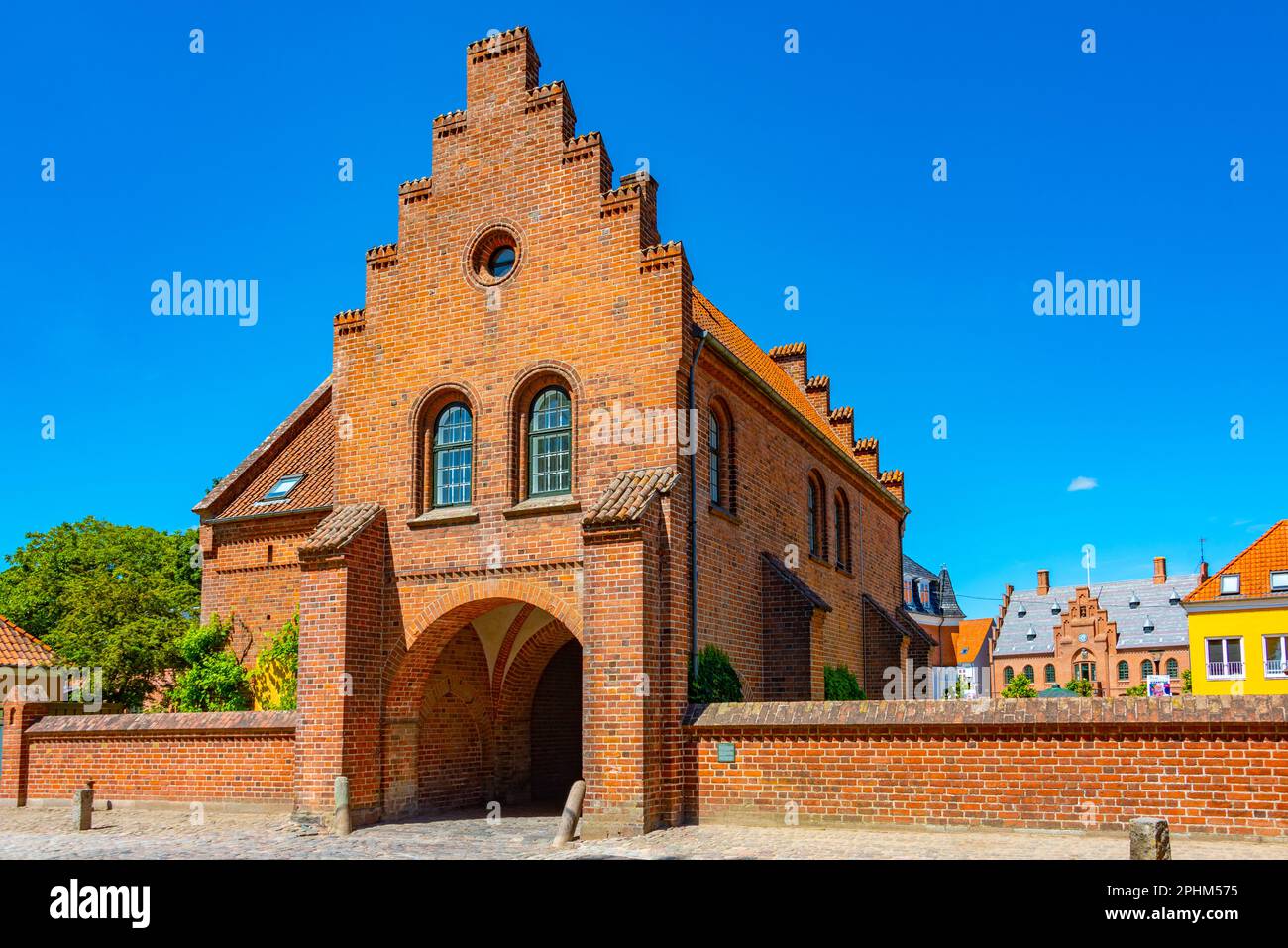 Gate leading to Sorö Klosterkirke viewed during a sunny day in Denmark ...