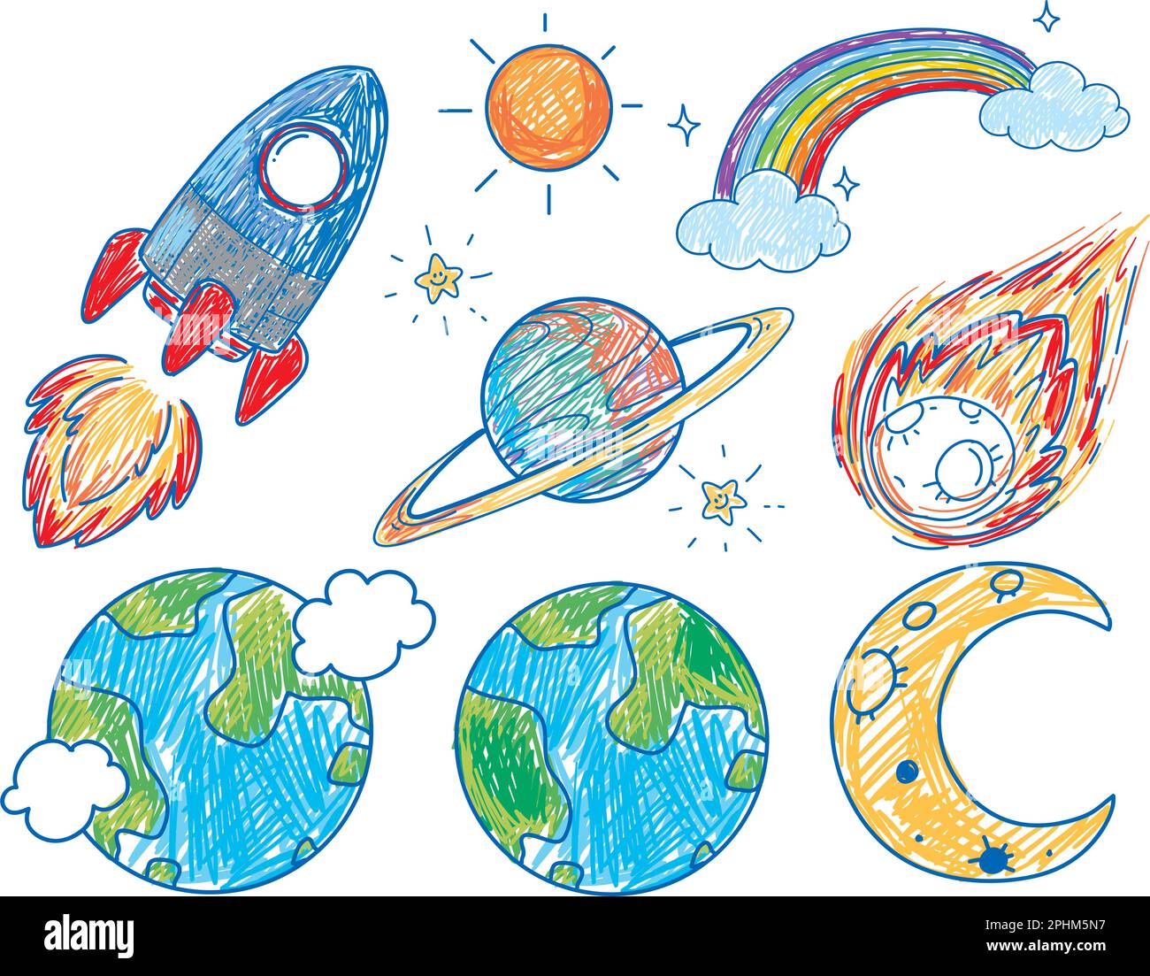 Simple children scribble of space illustration Stock Vector Image & Art ...