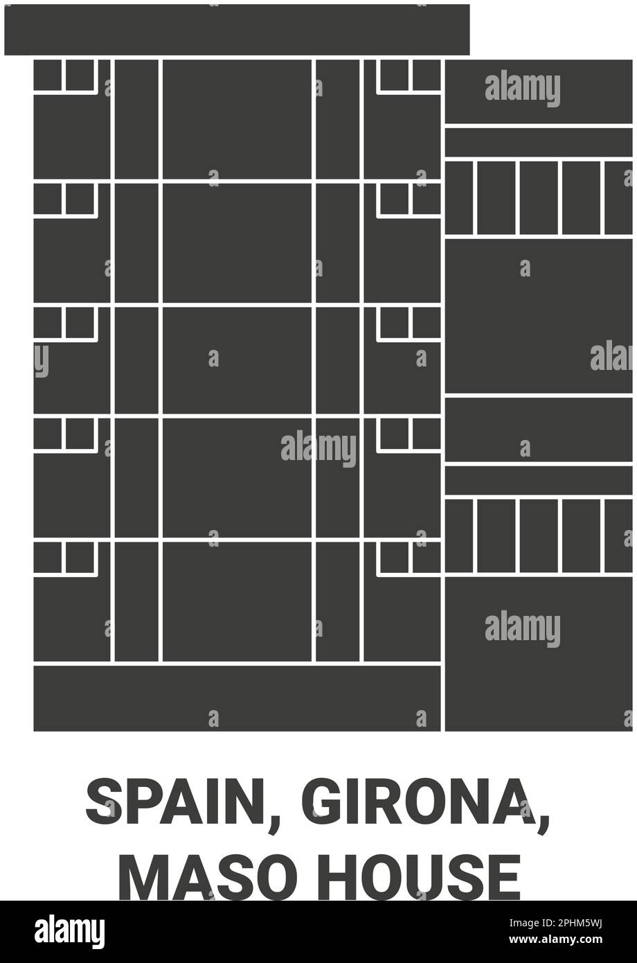 Spain, Girona, Maso House travel landmark vector illustration Stock ...