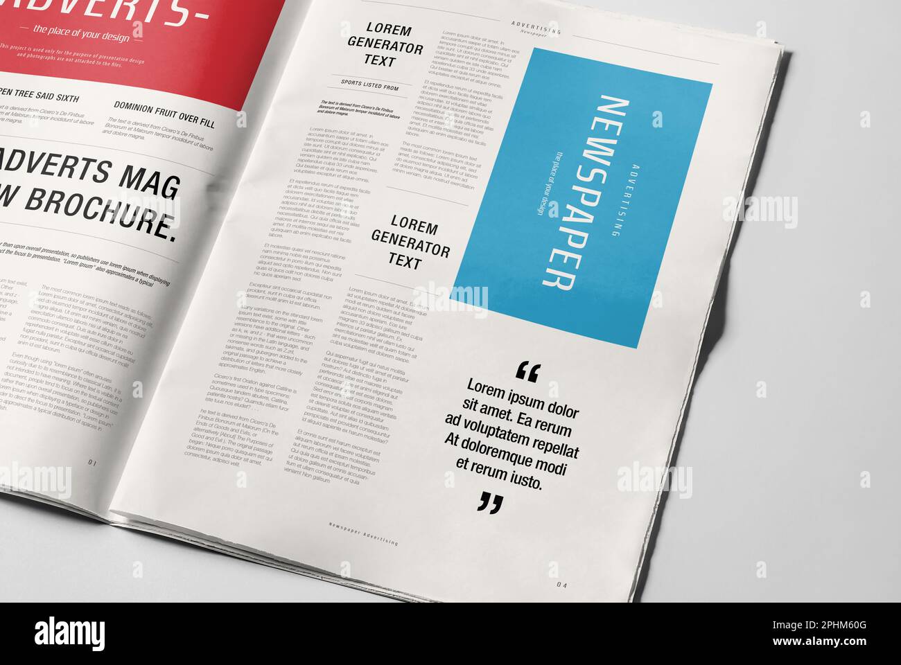 Newspaper Advertising Banner on Magazine, Brochure Mockup 3D Rendering ...