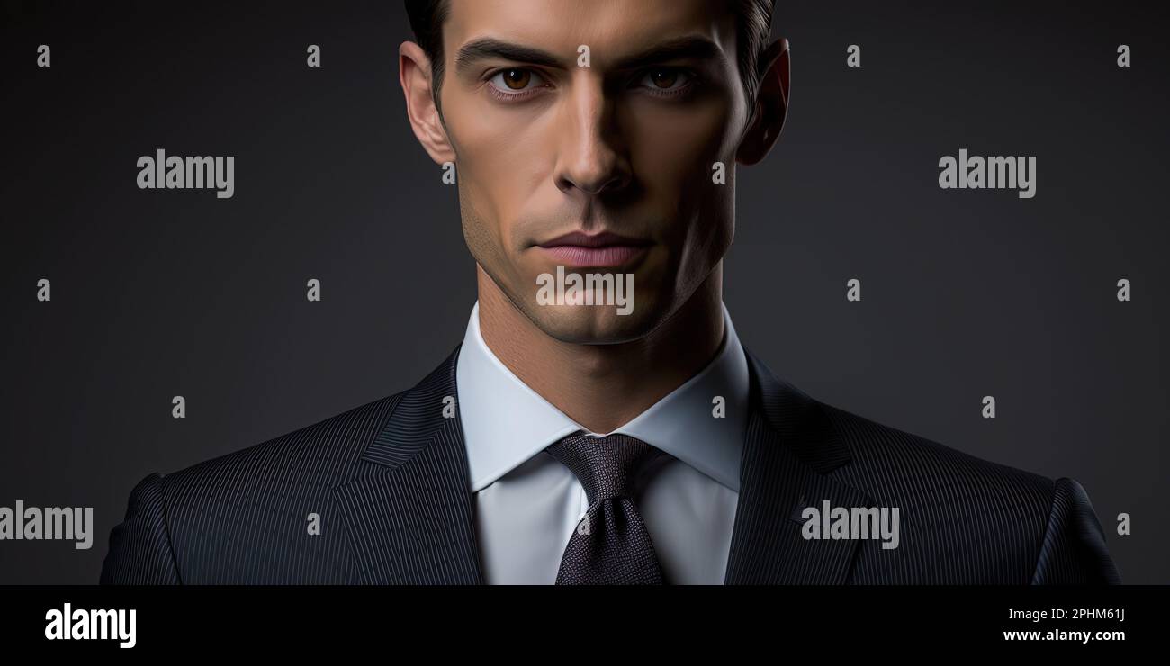 A male model is standing and posing wearing a plain black shirt and ...