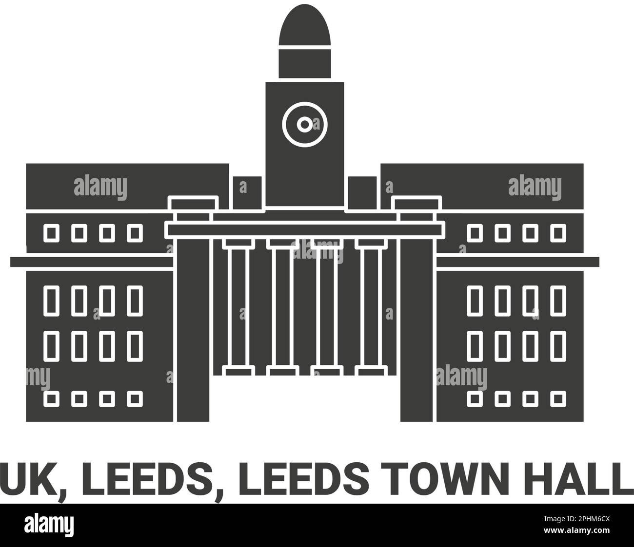 England, Leeds, Leeds Town Hall, travel landmark vector illustration ...