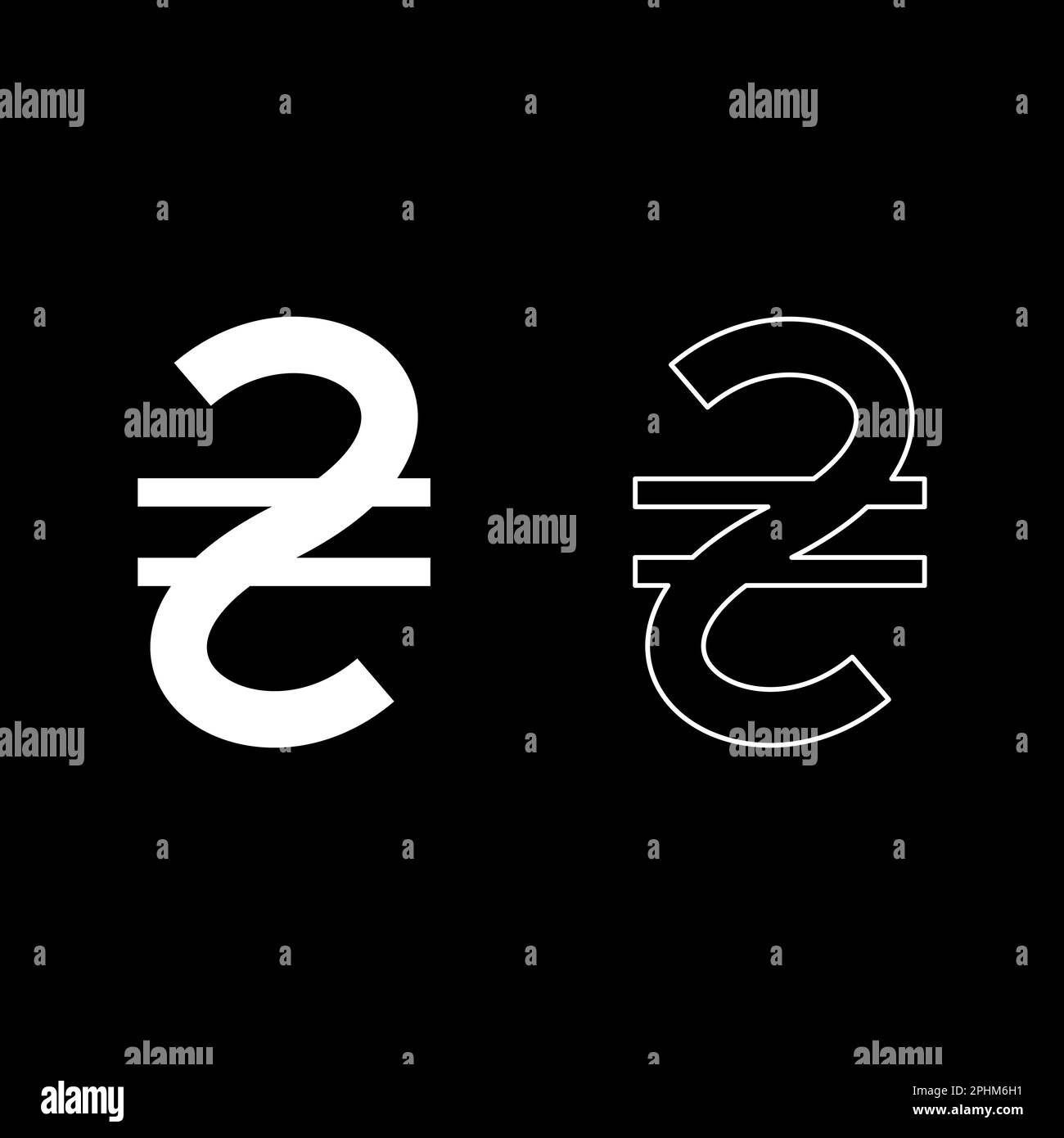 Hryvnia UAH symbol money Ukraine Ukrainian currency sign set icon white ...