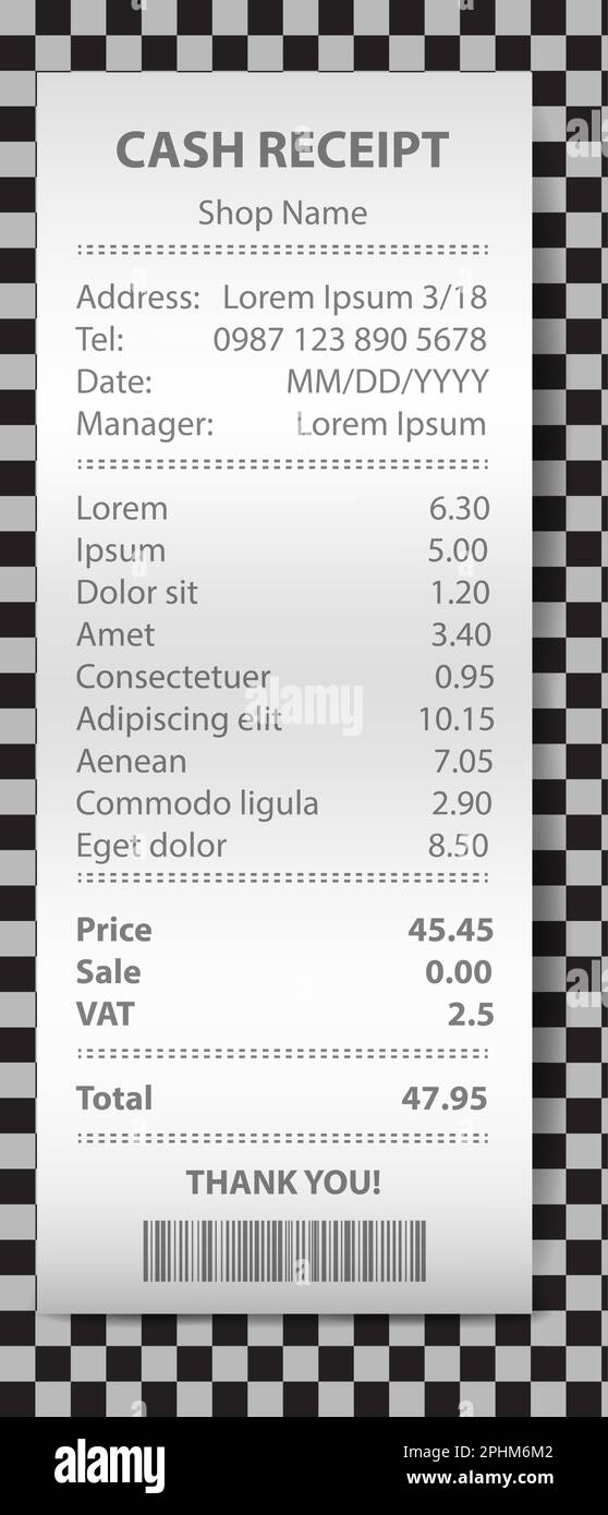 Shop receipt realistic isolated vector illustration. Direct paper ...