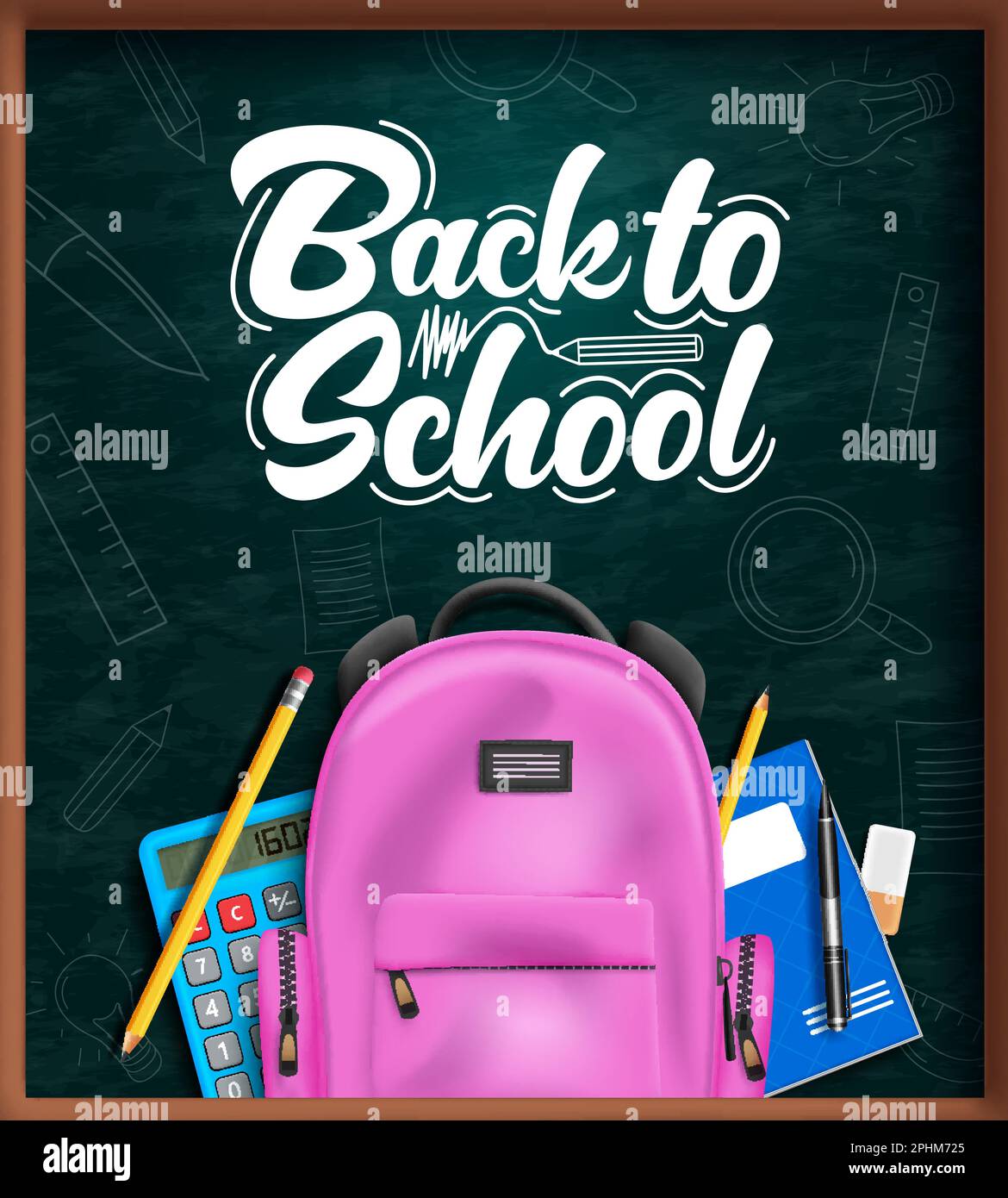 Back to school vector design. Back to school text in chalkboard element ...