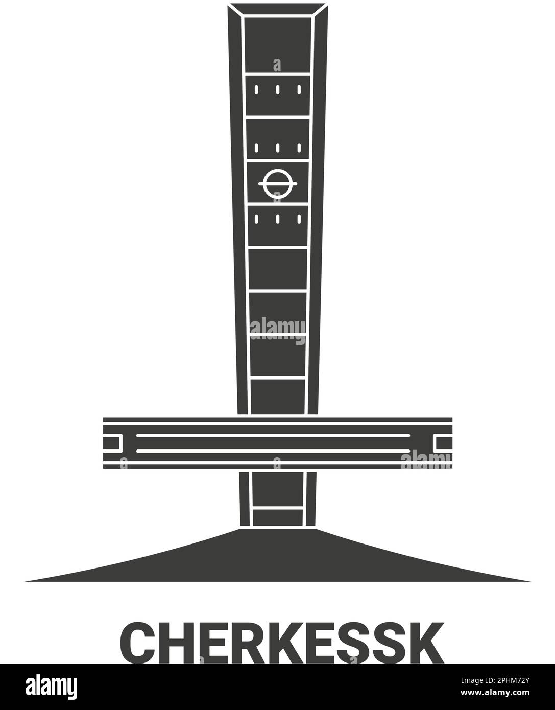 Russia, Cherkessk travel landmark vector illustration Stock Vector ...