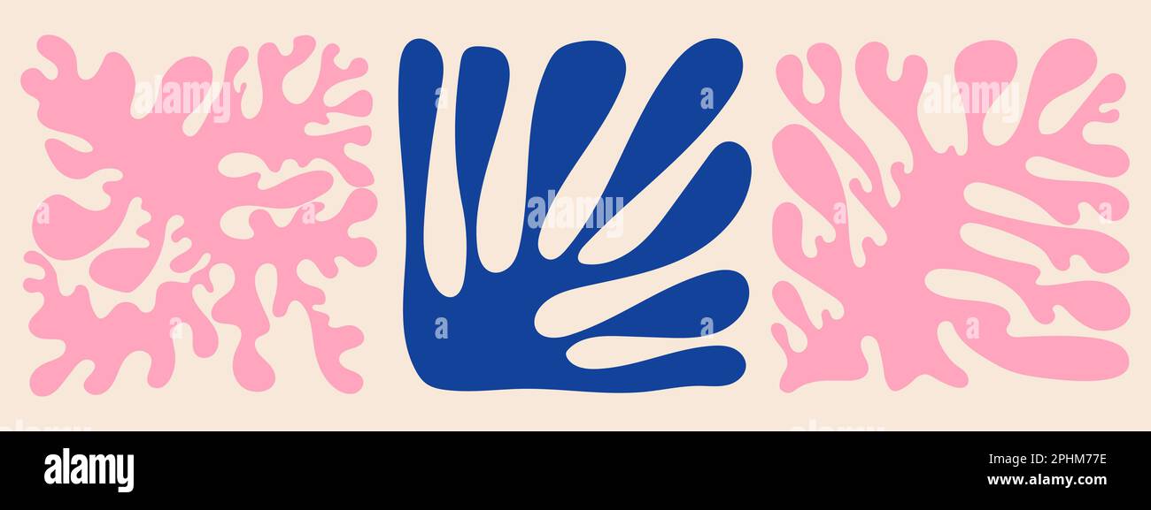 Groovy abstract organic plant shapes art set. Matisse floral posters in ...